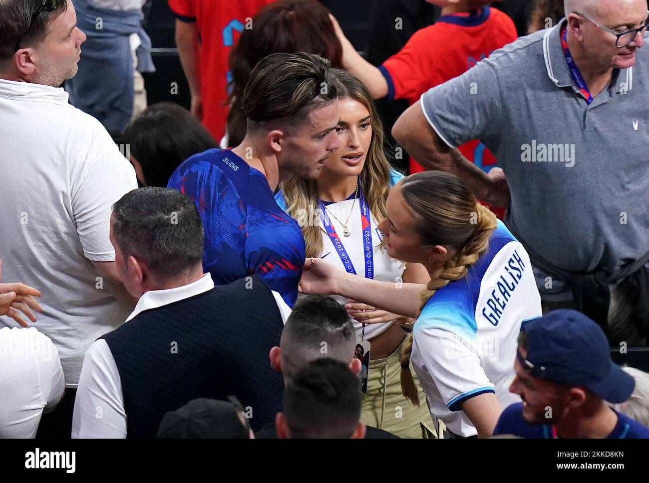 England's Jack Grealish greets girlfriend Sasha Attwood (centre) and ... England's Jack Grealish greets girlfriend Sasha Attwood (centre) and ...
