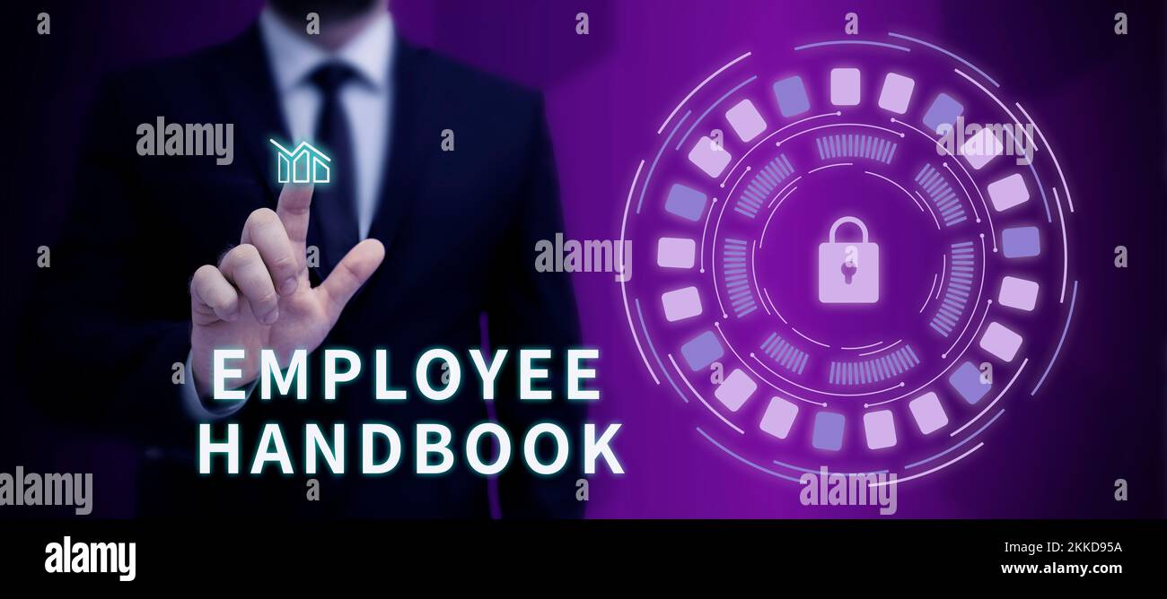 Sign displaying Employee Handbook. Word Written on Document Manual ...