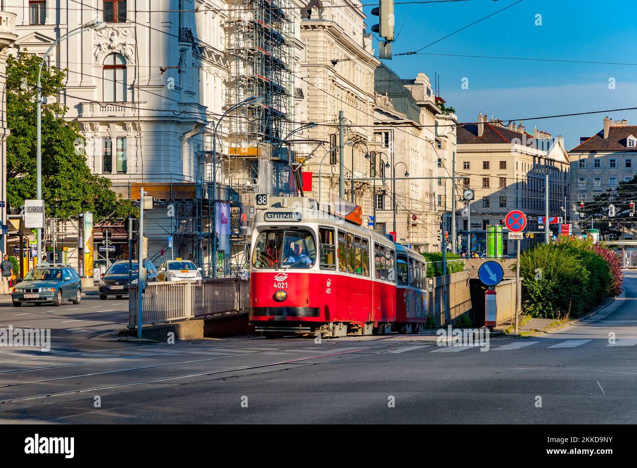 Vienna, Austria - July 21, 2009: historic tram operates on late ...