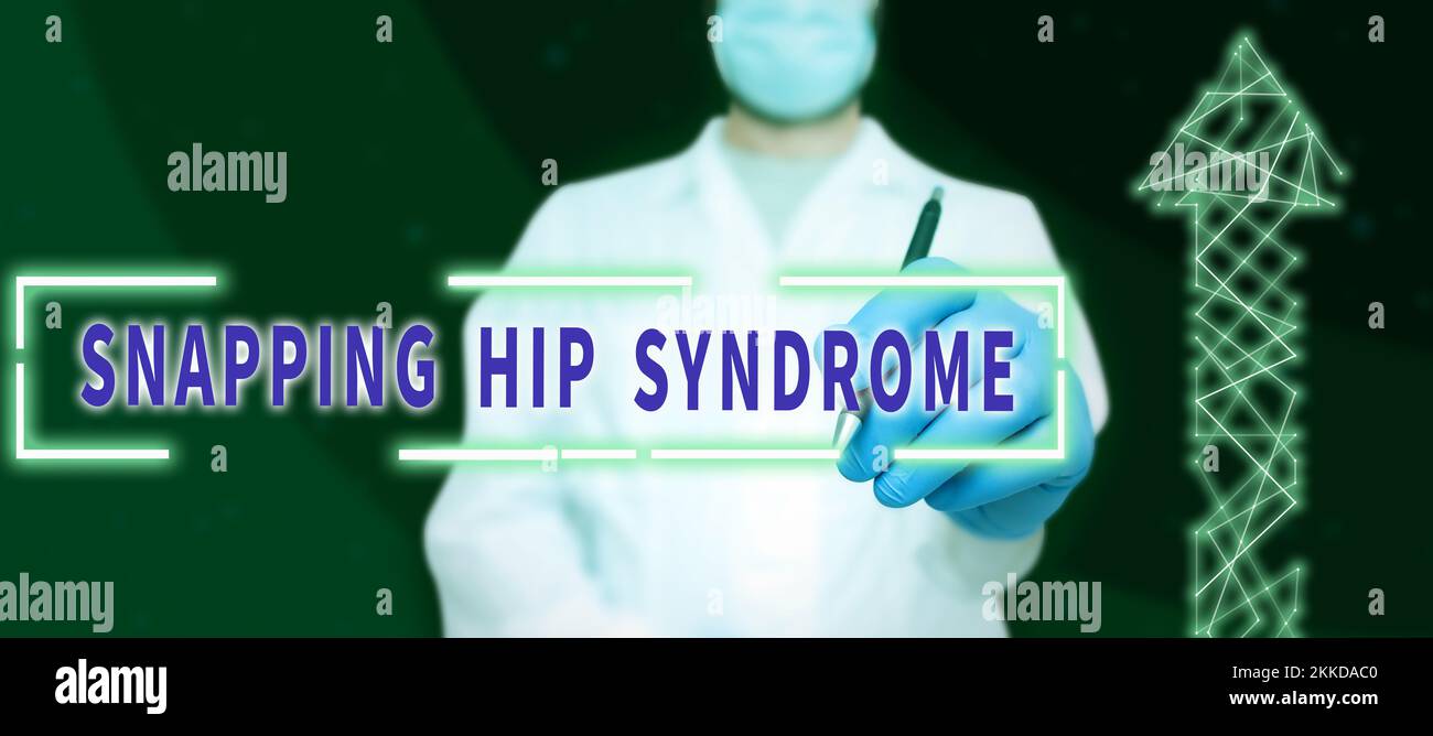 Text caption presenting Snapping Hip Syndrome. Internet Concept audible ...