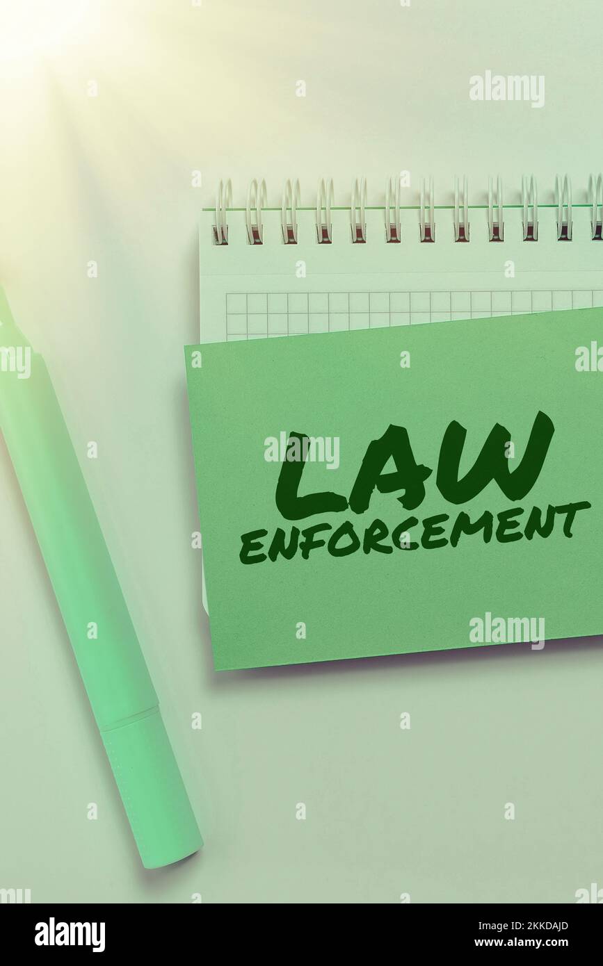 Conceptual caption Law Enforcement. Concept meaning activity of making ...