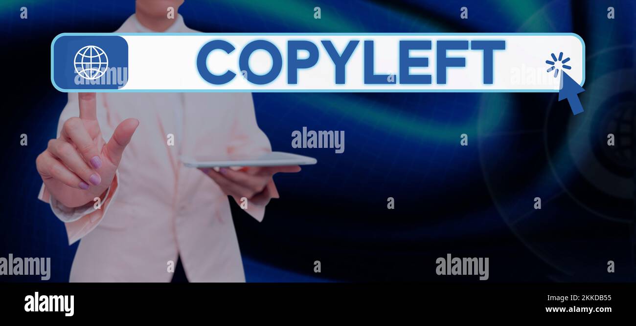 Text caption presenting Copyleft. Word Written on the right to freely ... Text caption presenting Copyleft. Word Written on the right to freely ...