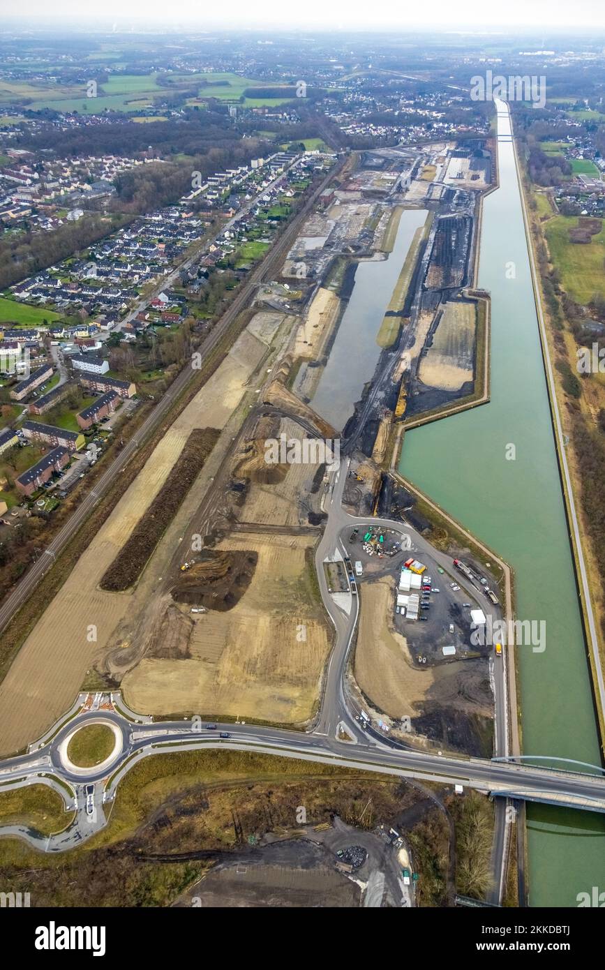 Aerial view, building area for planned city quarter Wasserstadt Aden ...