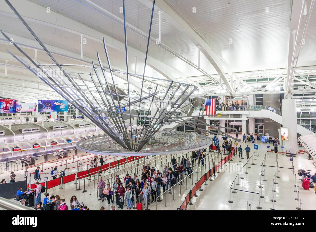 New York, USA - October 7, 2017: people ready for check in at Terminal ...