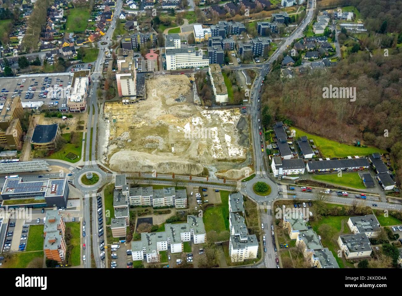 Aerial view, demolition site of the former Turmarkaden and construction ...