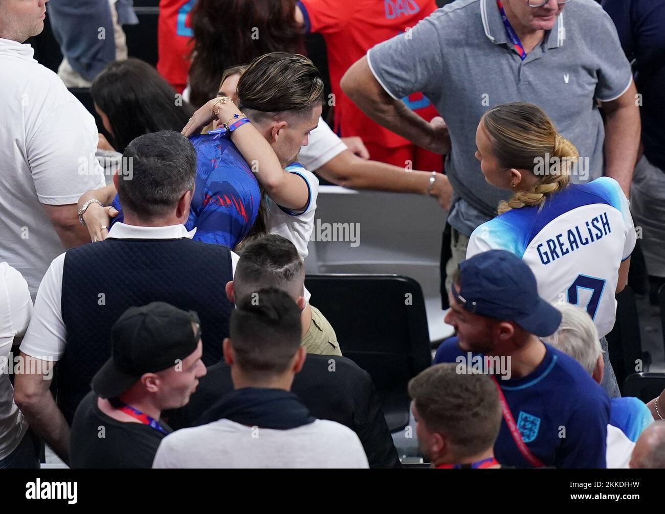 England's Jack Grealish greets girlfriend Sasha Attwood (centre) and ... England's Jack Grealish greets girlfriend Sasha Attwood (centre) and ...