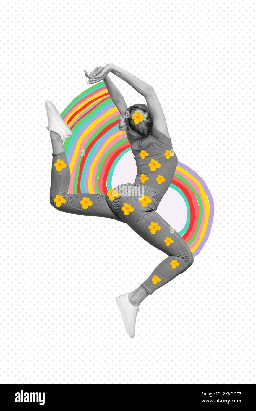 Creative photo artwork graphics collage of energetic flexible young ...