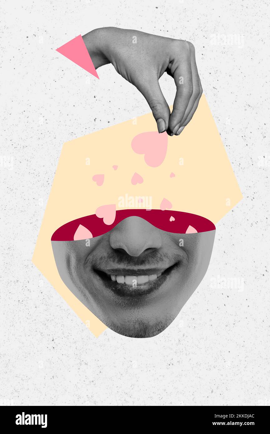 Collage photo of minded open head absurd smiling love story fantastic ...