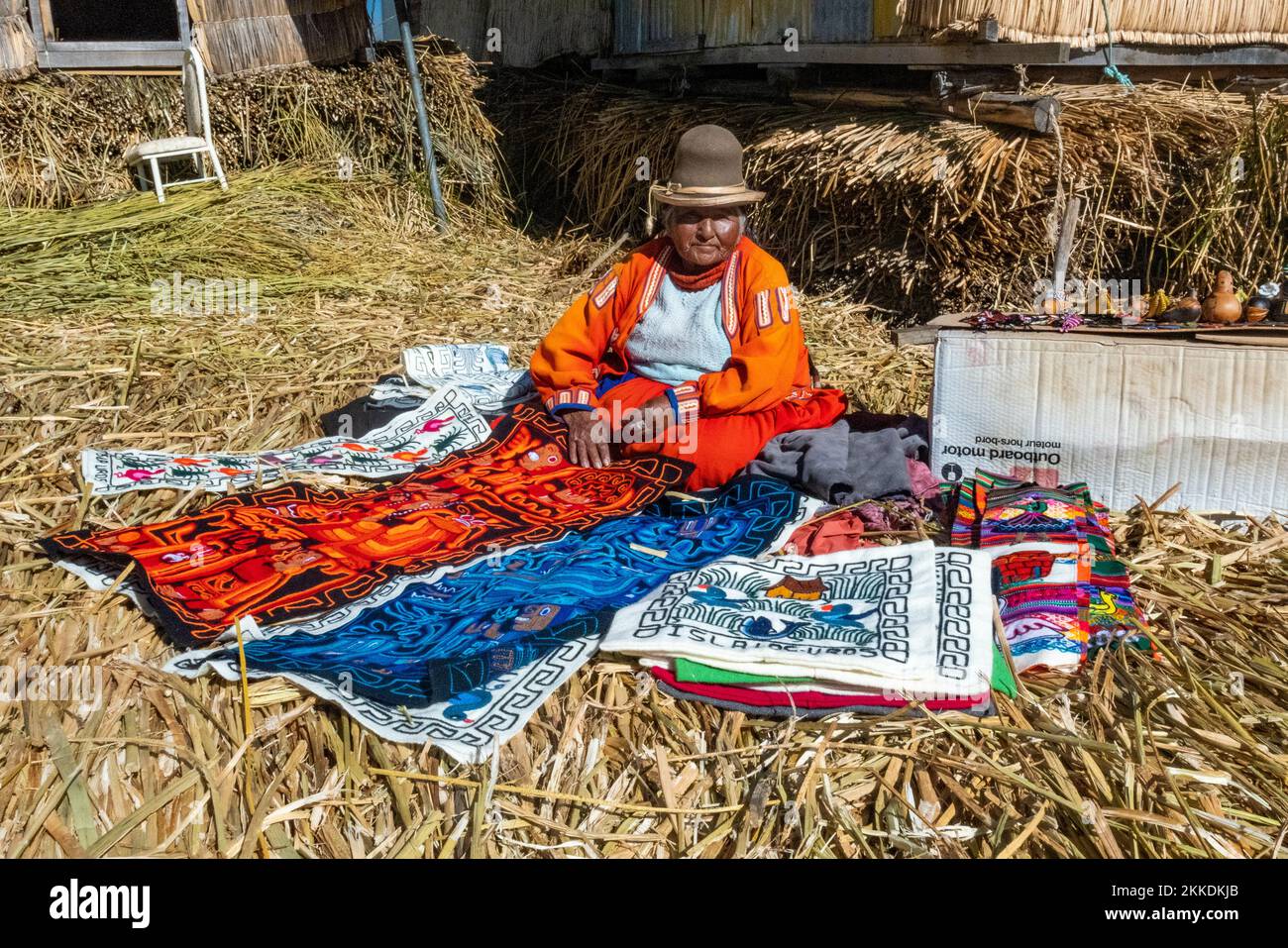 Lake Titicaca, Peru - August 2, 2019: Uros Tribe demonstrating life on ...