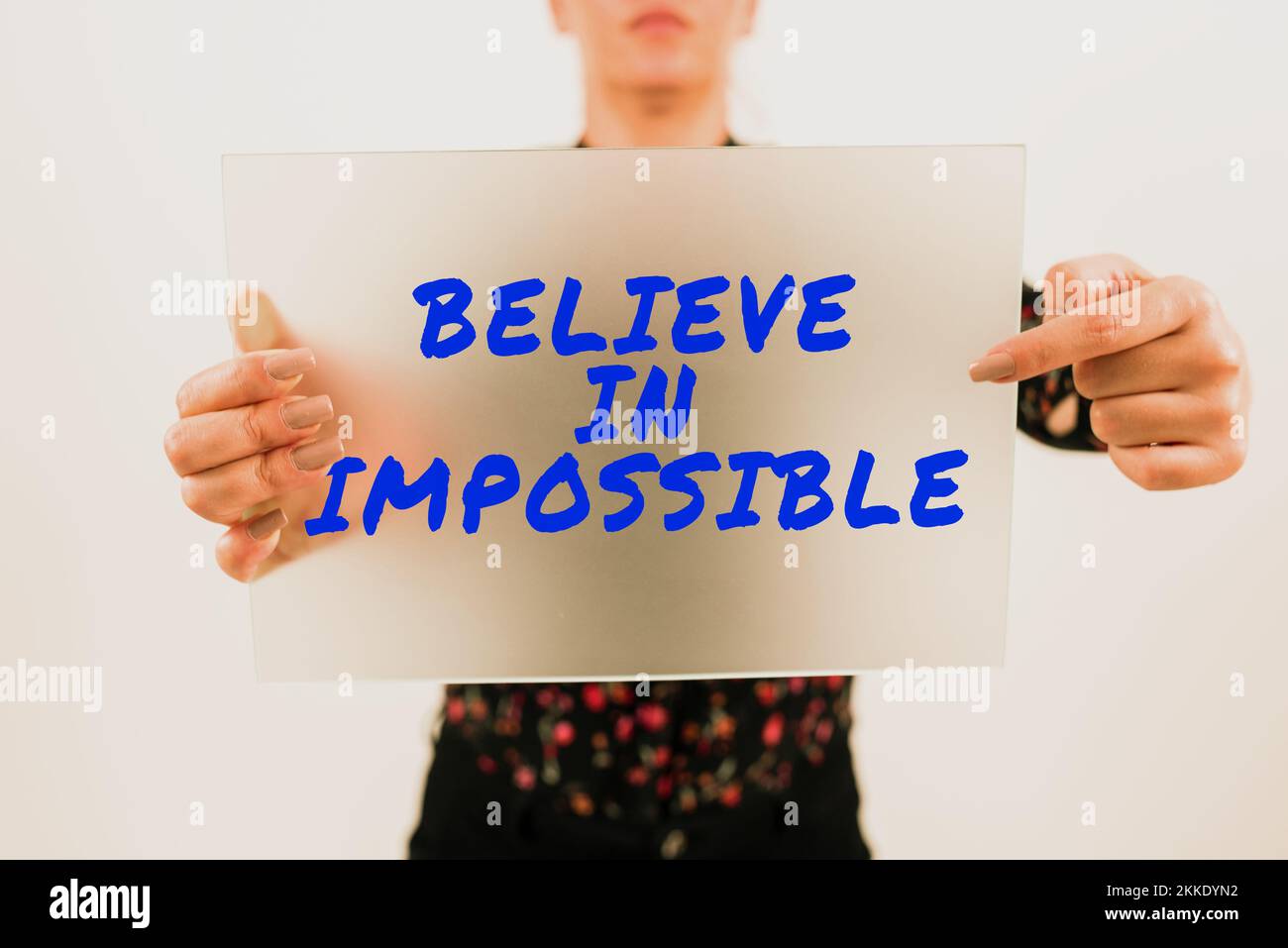 Text showing inspiration Believe In Impossible. Business idea Never ...