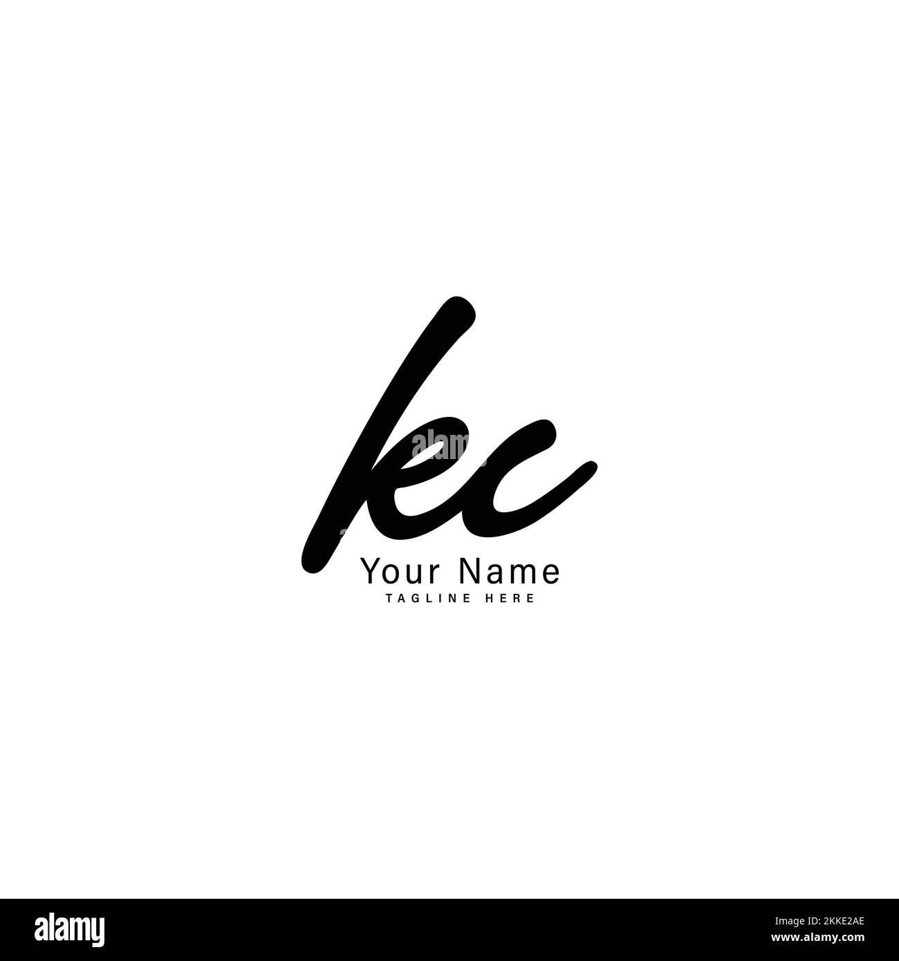 K, C, KC Initial letter handwritten and signature vector image, modern ...