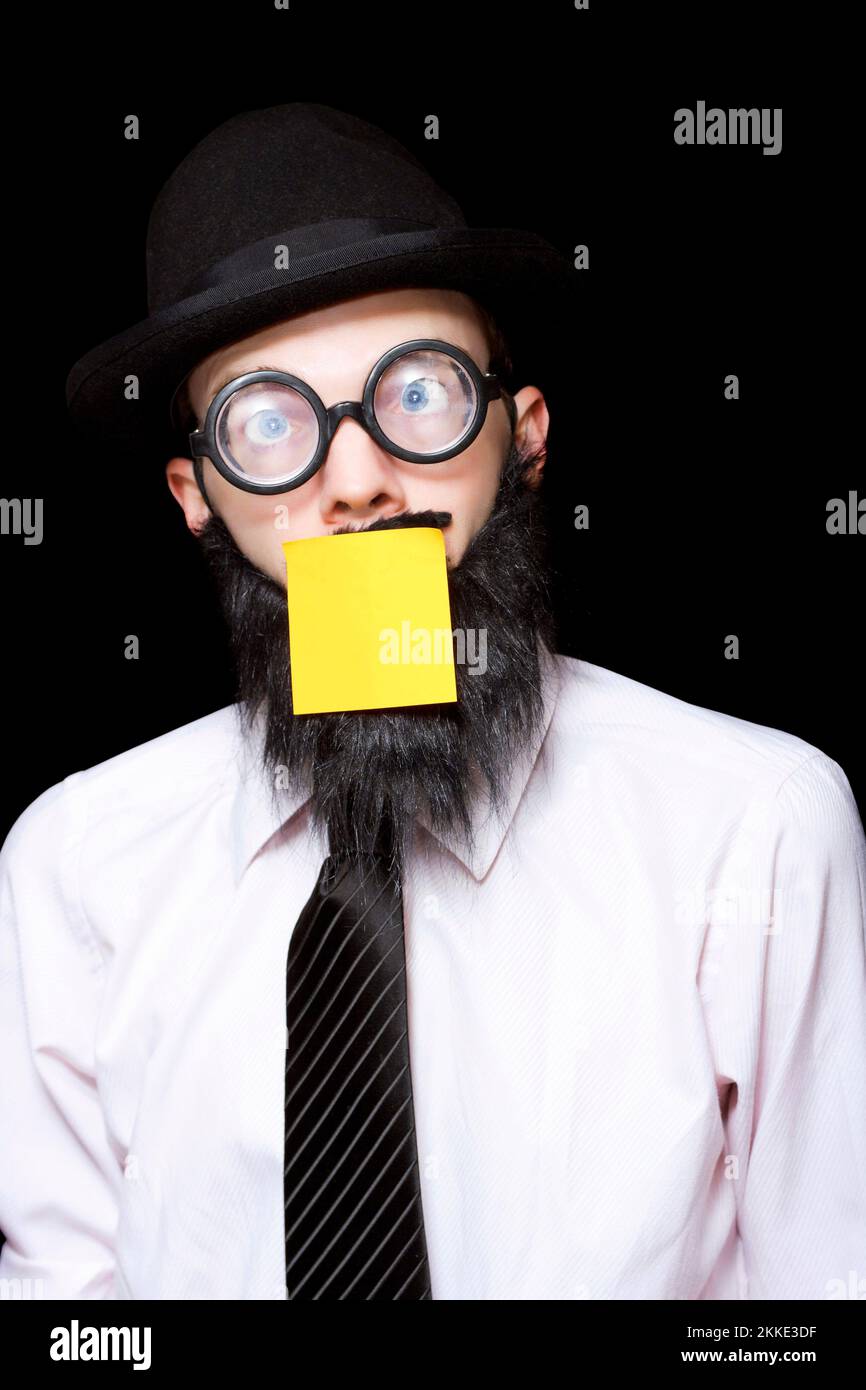 Mad Scientist Wearing Funny Glasses And Bowler Hat Looking Stressed ...