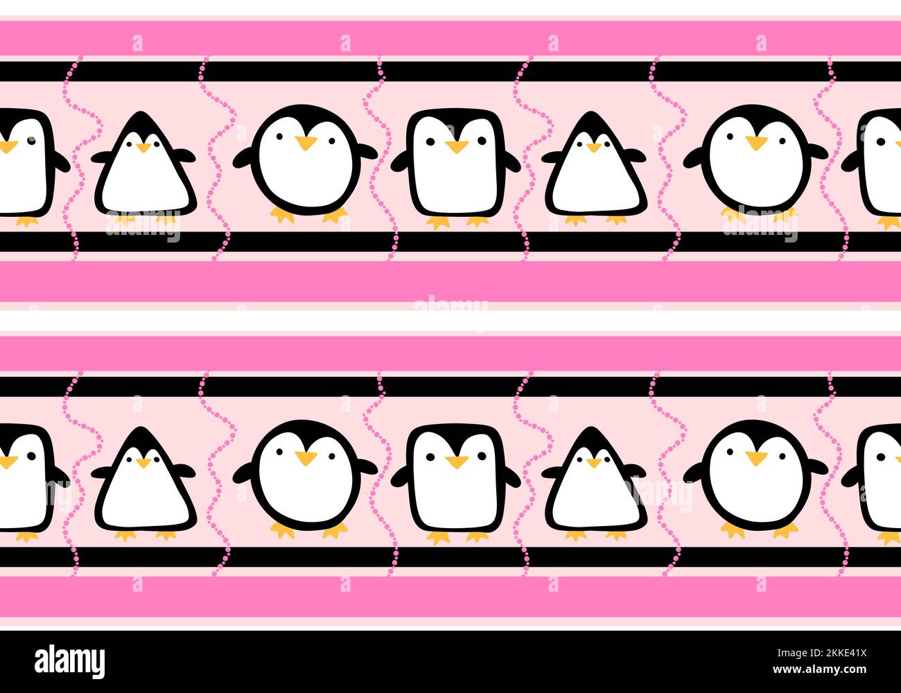 Winter animals seamless penguin cartoon kawaii Christmas fish pattern ...