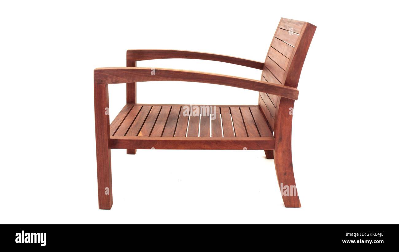 A side view of the wooden chair isolated on the white background ...
