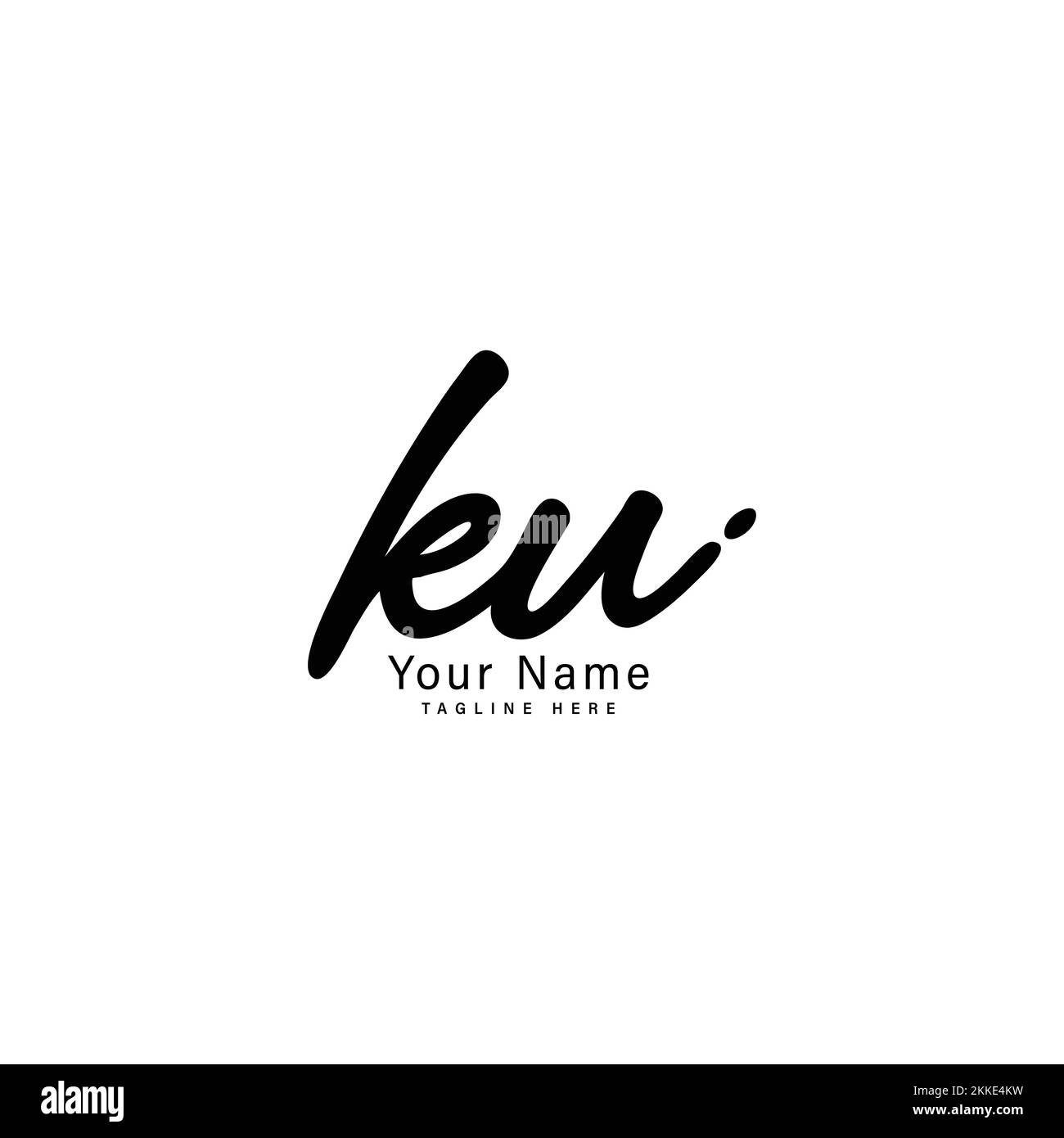 K, U, KU Initial letter handwritten and signature vector image, modern style in joining template ...