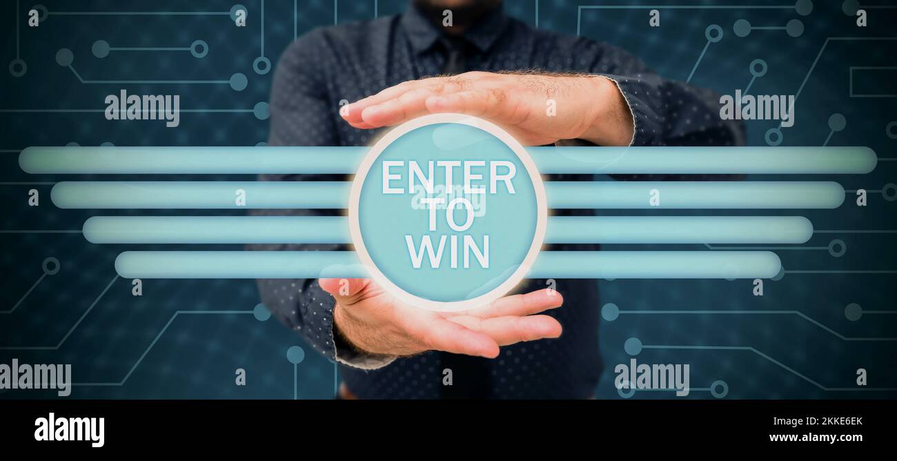 Text sign showing Enter To Win, Concept meaning exchanging something ...