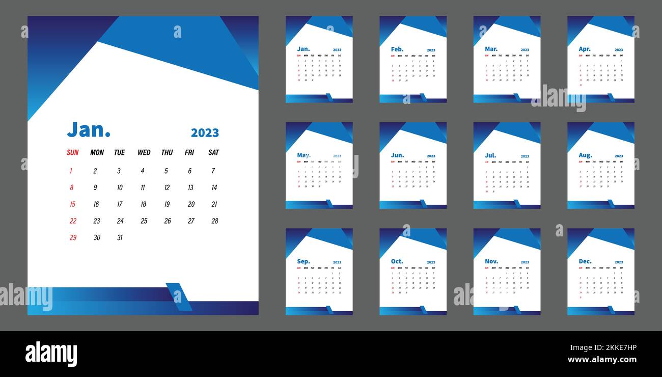 2023 desk Calendar design vector template, new desk and wall calendar ...