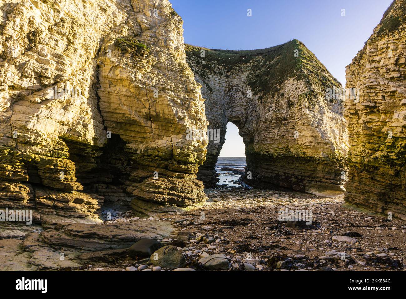 Low tide in Selwicks Bay, Flamborough Head. This beach is full of ...