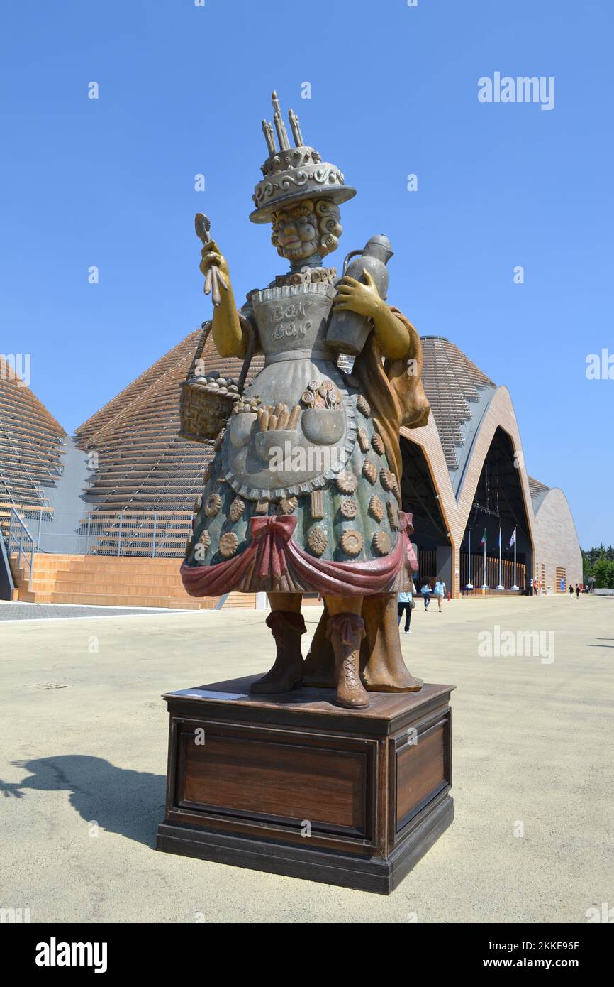 Statue of the character Pasticcina as a symbol of the culinary pastry ...