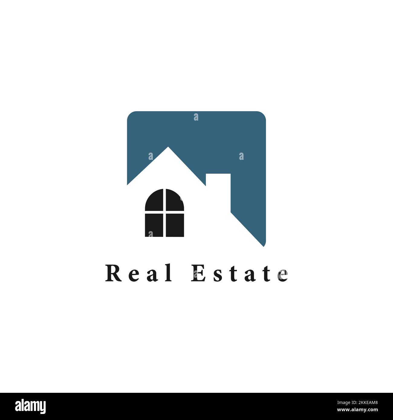 real estate simple logo icon vector design with house and window square ...