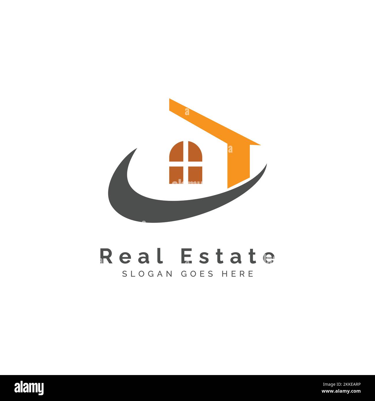 real estate simple logo design icon vector with house and moon shape ...
