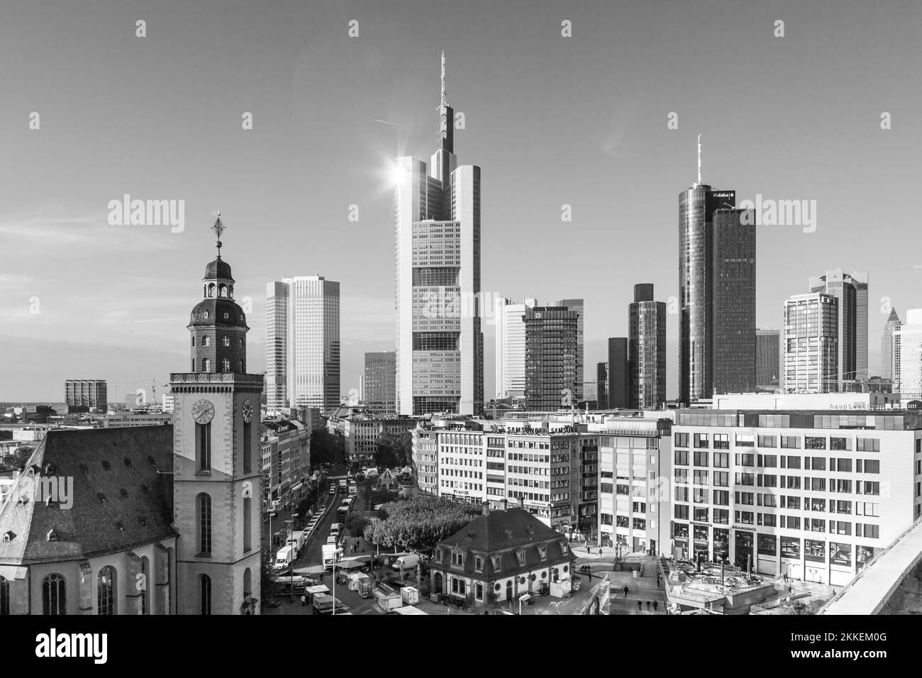 Frankfurt, Germany - October 9, 2009: view to skyline of Frankfurt with ...