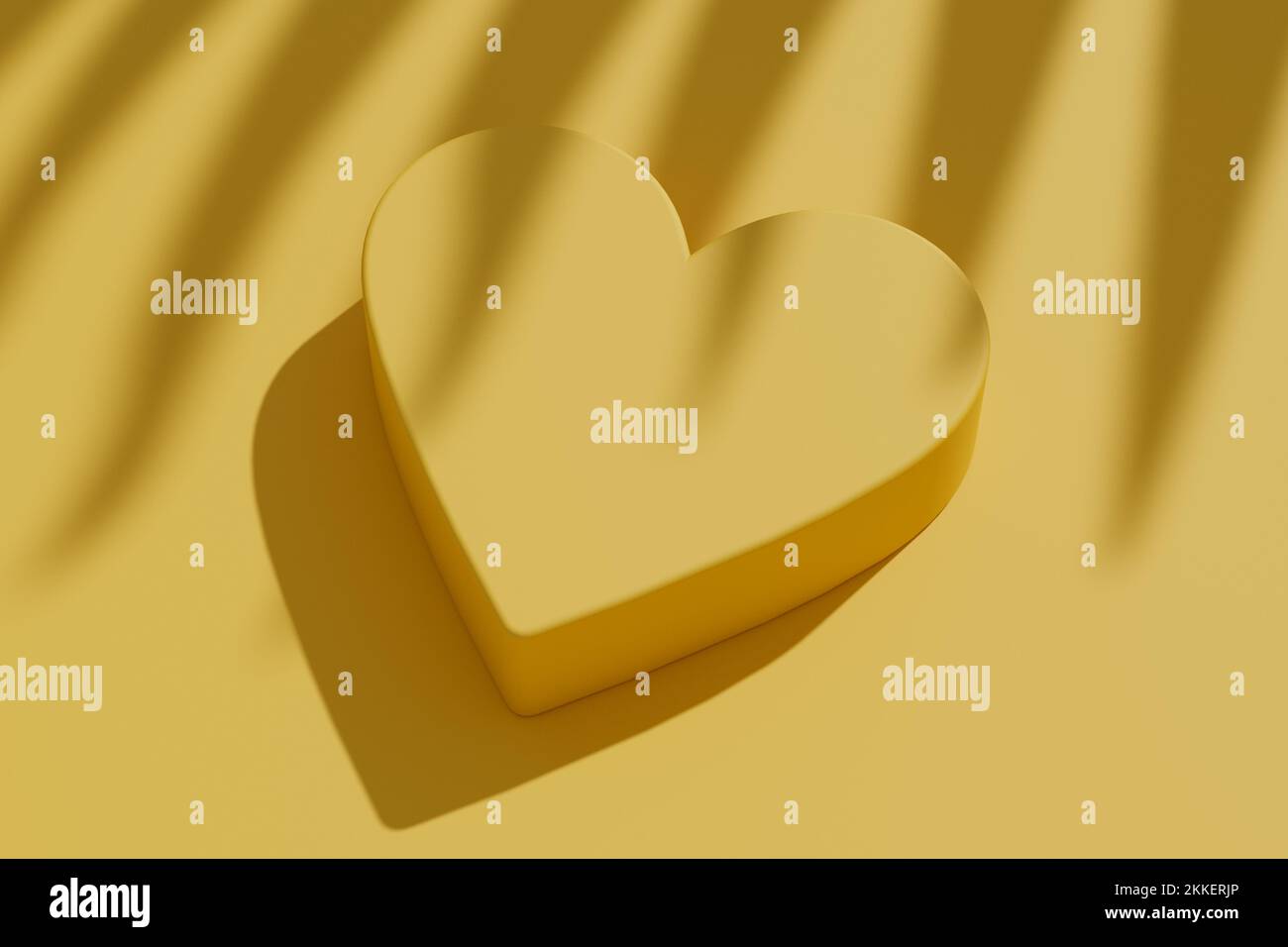 Heart shape form on yellow background 3d render Stock Photo - Alamy