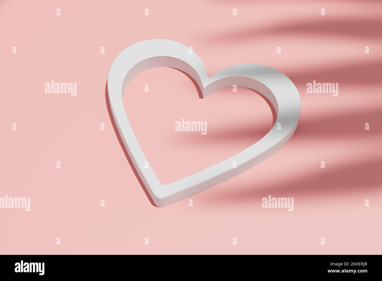 White heart form on pink background 3d render Stock Photo - Alamy
