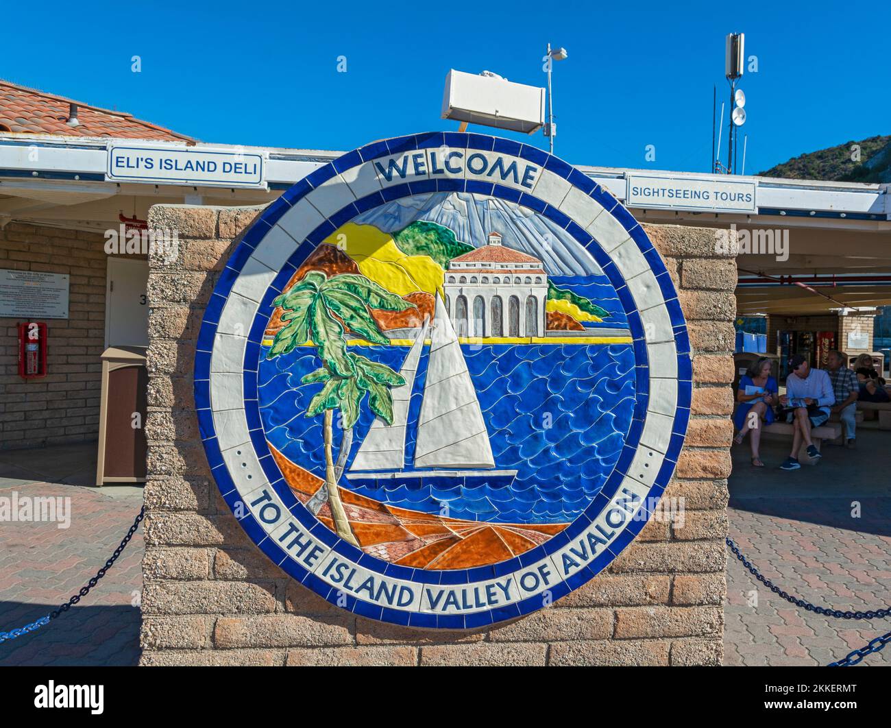 California, Catalina Island, Avalon, ceramic tile welcome sign Stock ...