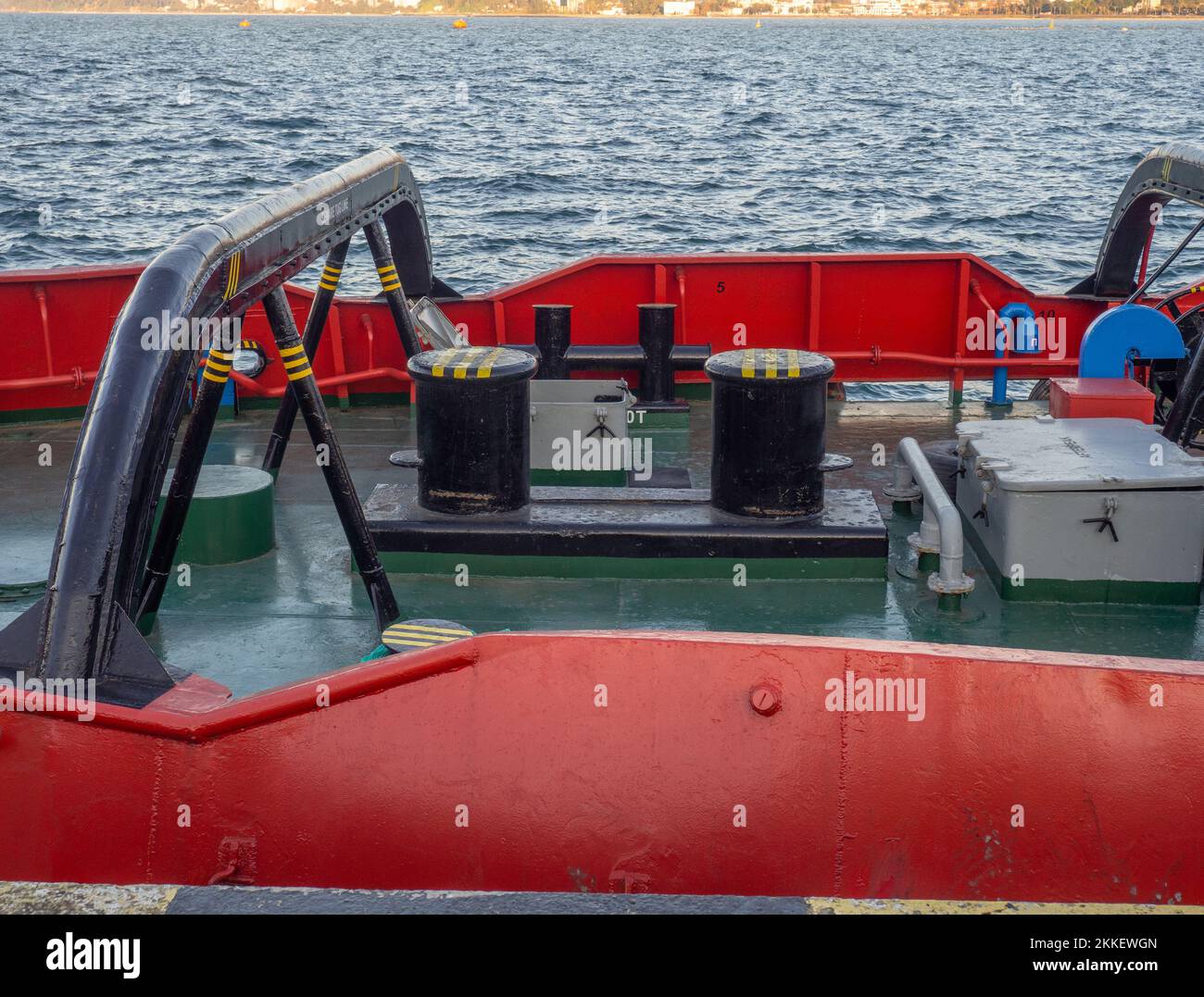 Bollard for mooring. Place for fixing the ship. Mooring. Iron posts. At ...