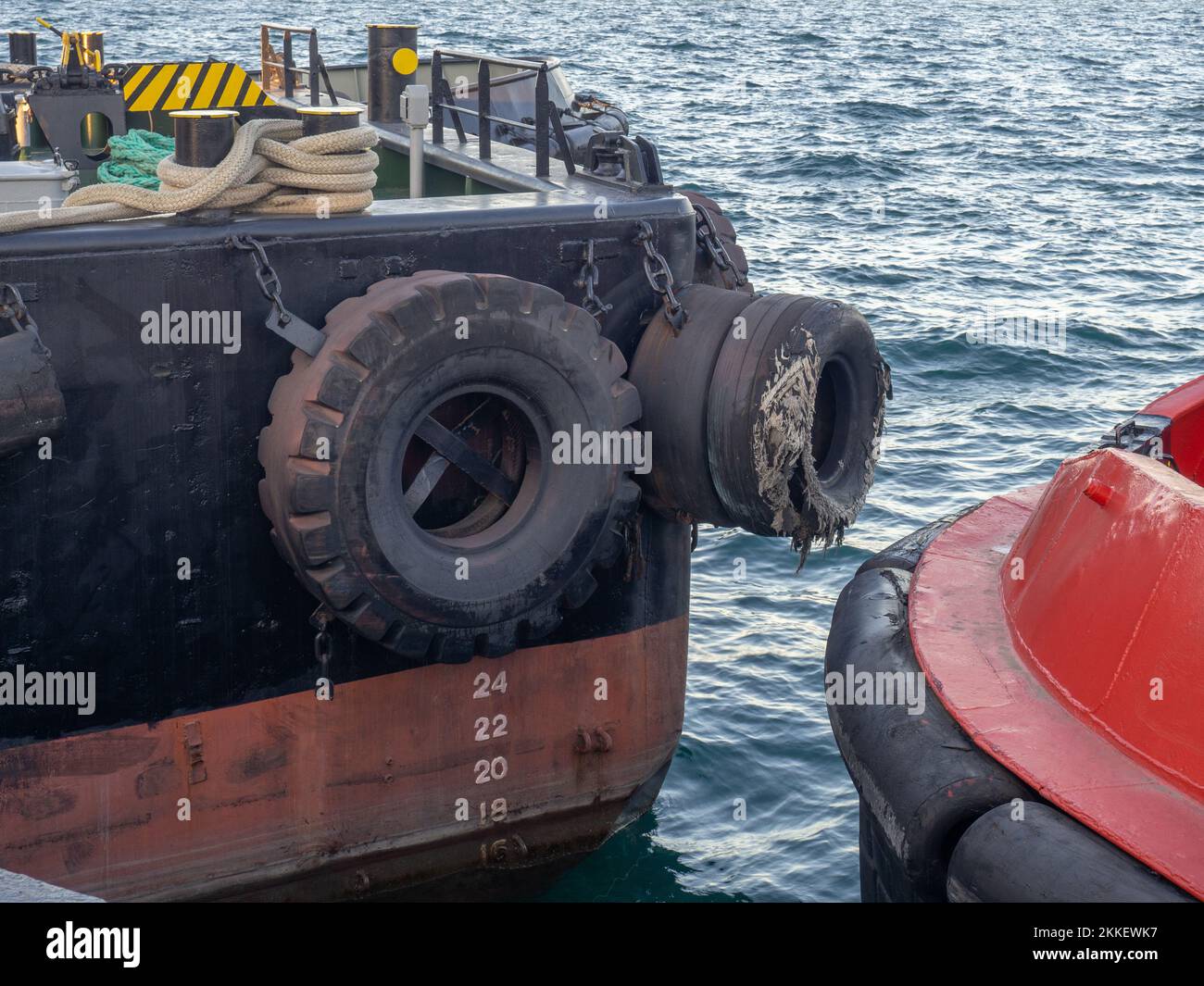 Coastline in the seaport. Stone pier. Seaport elements. Pier for boats ...
