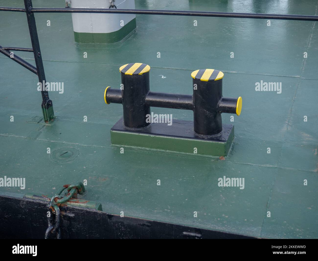 Bollard for mooring. Place for fixing the ship. Mooring. Iron posts. At ...