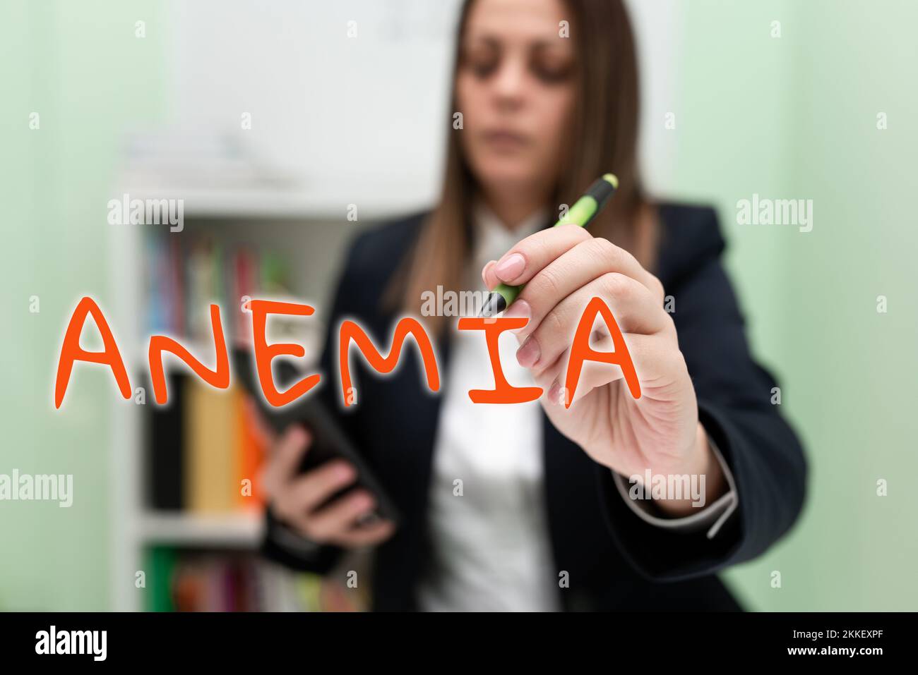Text caption presenting Anemia. Conceptual photo condition where there ...