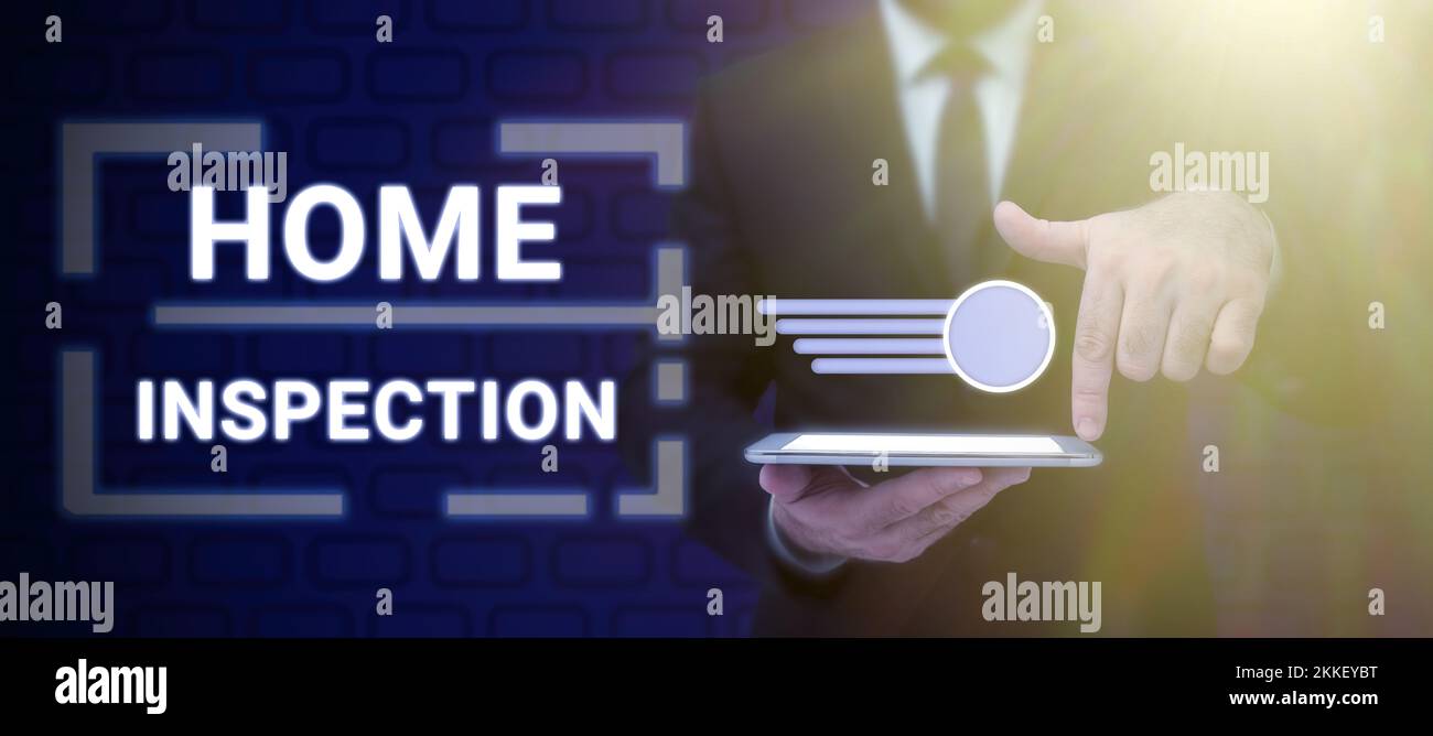 Sign displaying Home Inspection. Word for noninvasive examination of ...