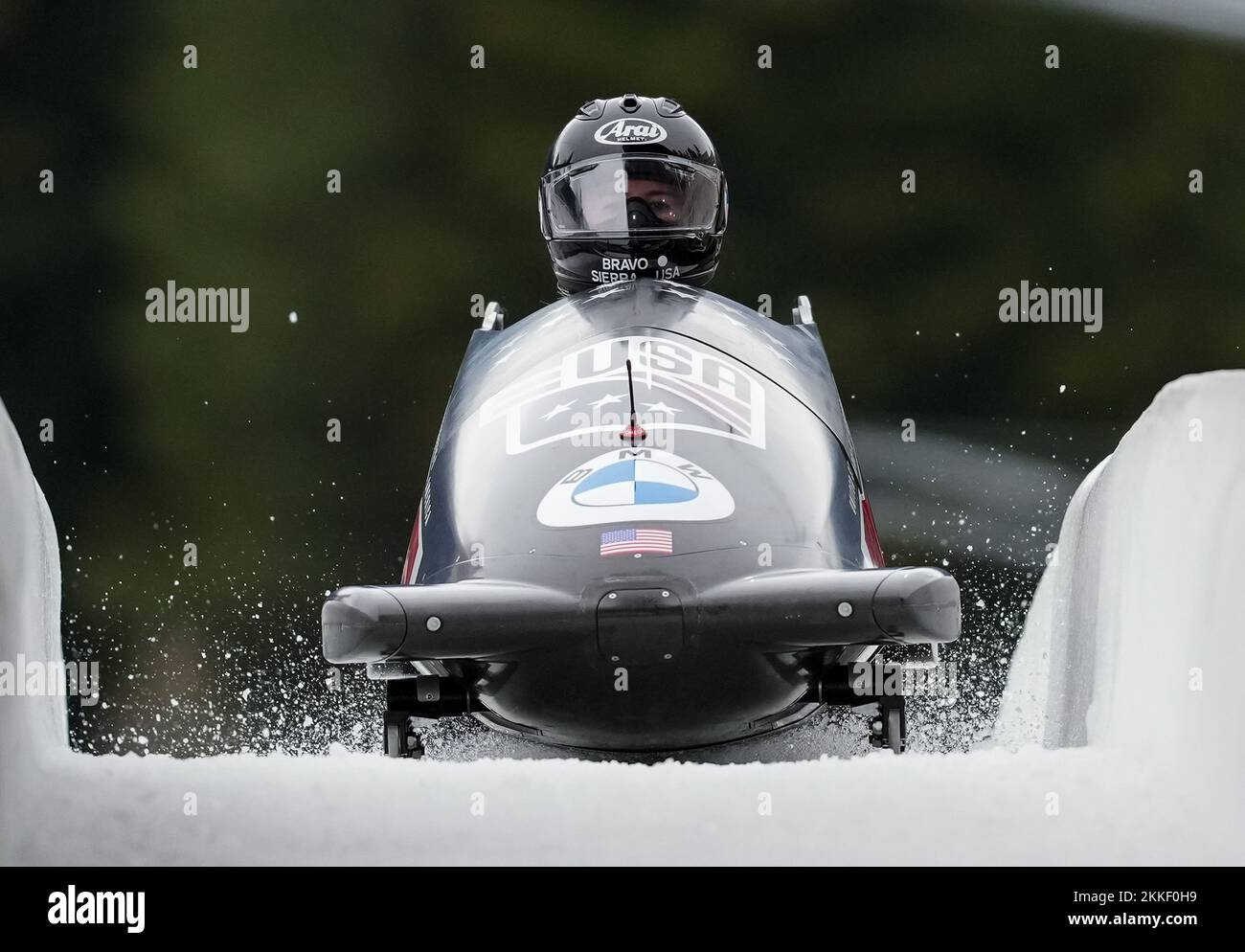 Riley Compton, of the U.S., comes to a stop after racing to an eighth ...