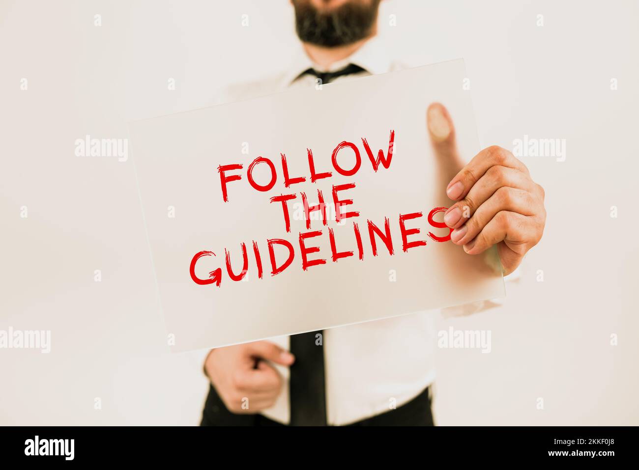 Text sign showing Follow The Guidelines. Word for Pay attention to ...