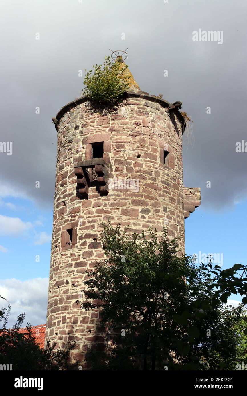 Turm der historischen Stadtbefestigung, Hessen, Deutschland ...