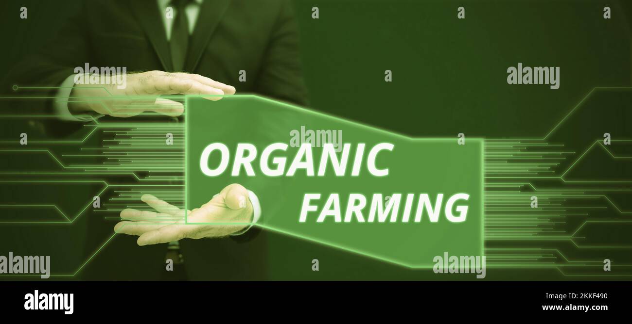 Sign displaying Organic Farming. Word Written on agricultural system ...