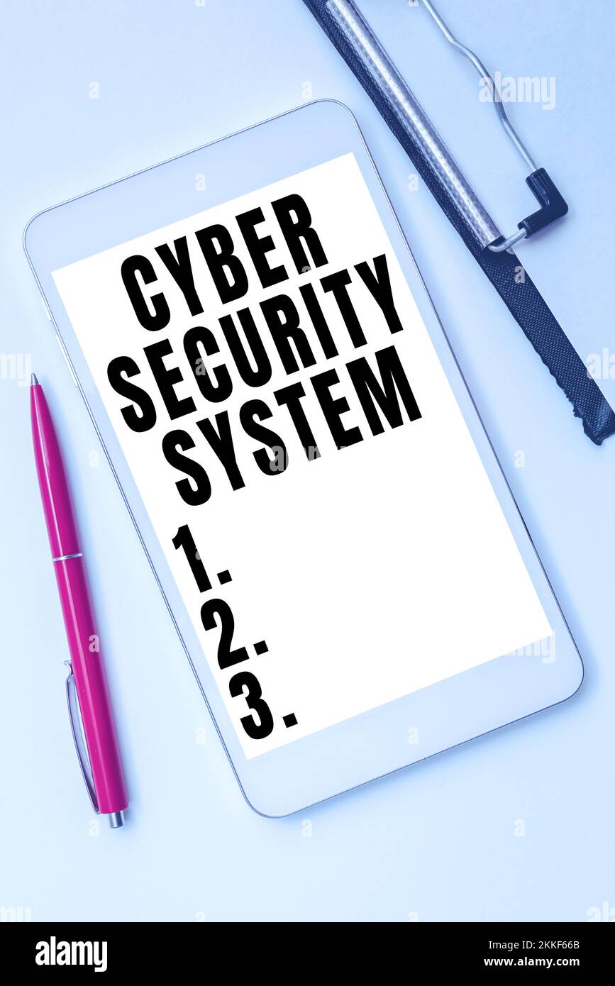 Sign displaying Cyber Security System. Internet Concept Techniques of protecting computers from ...