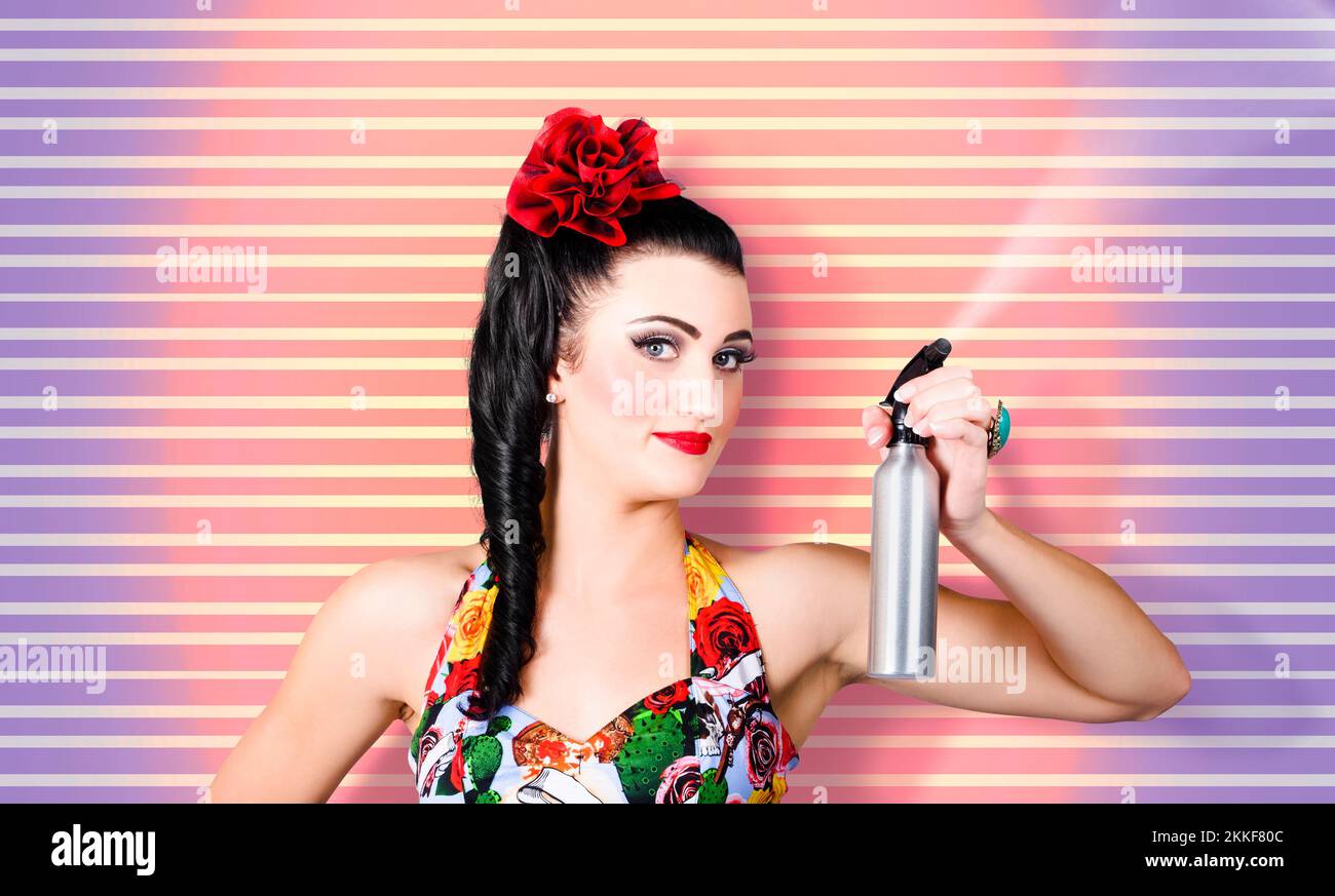 Retro woman bathroom cleaning hi-res stock photography and images - Alamy