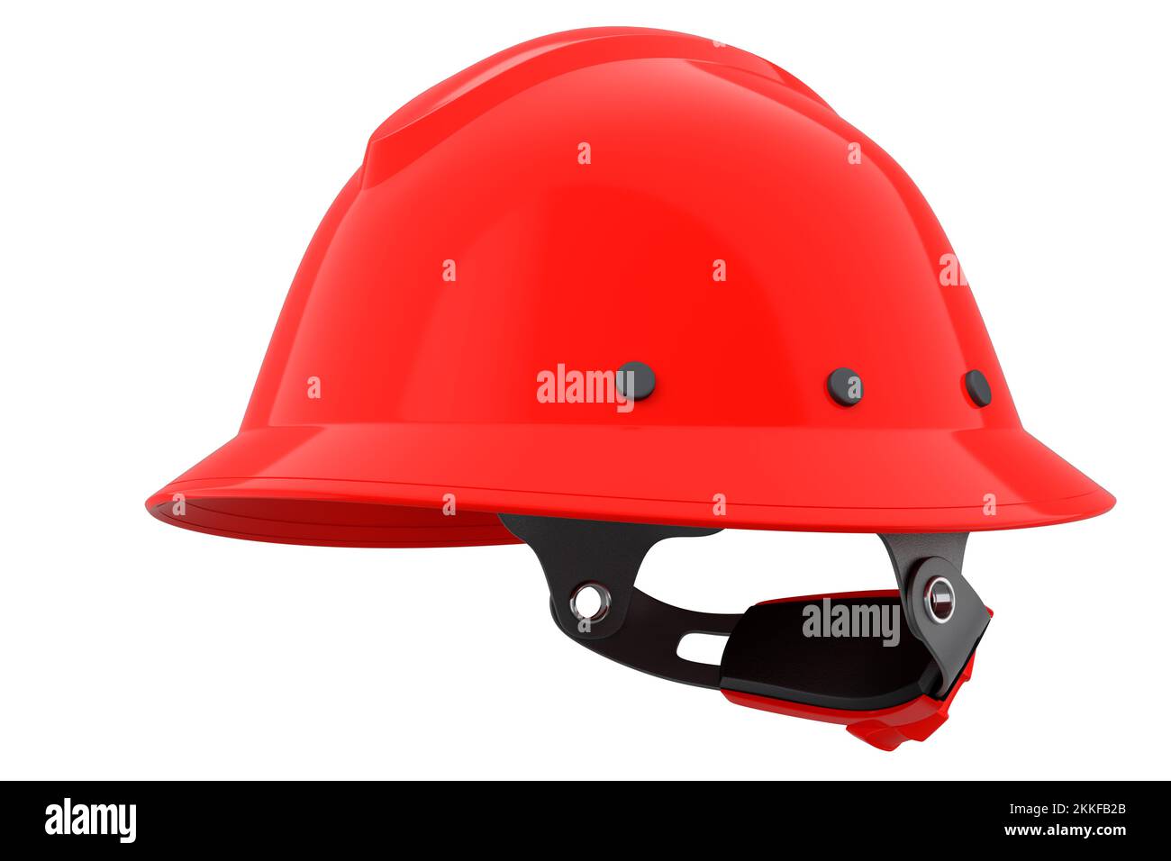 Red safety helmet or hard cap isolated on white background. 3d render ...
