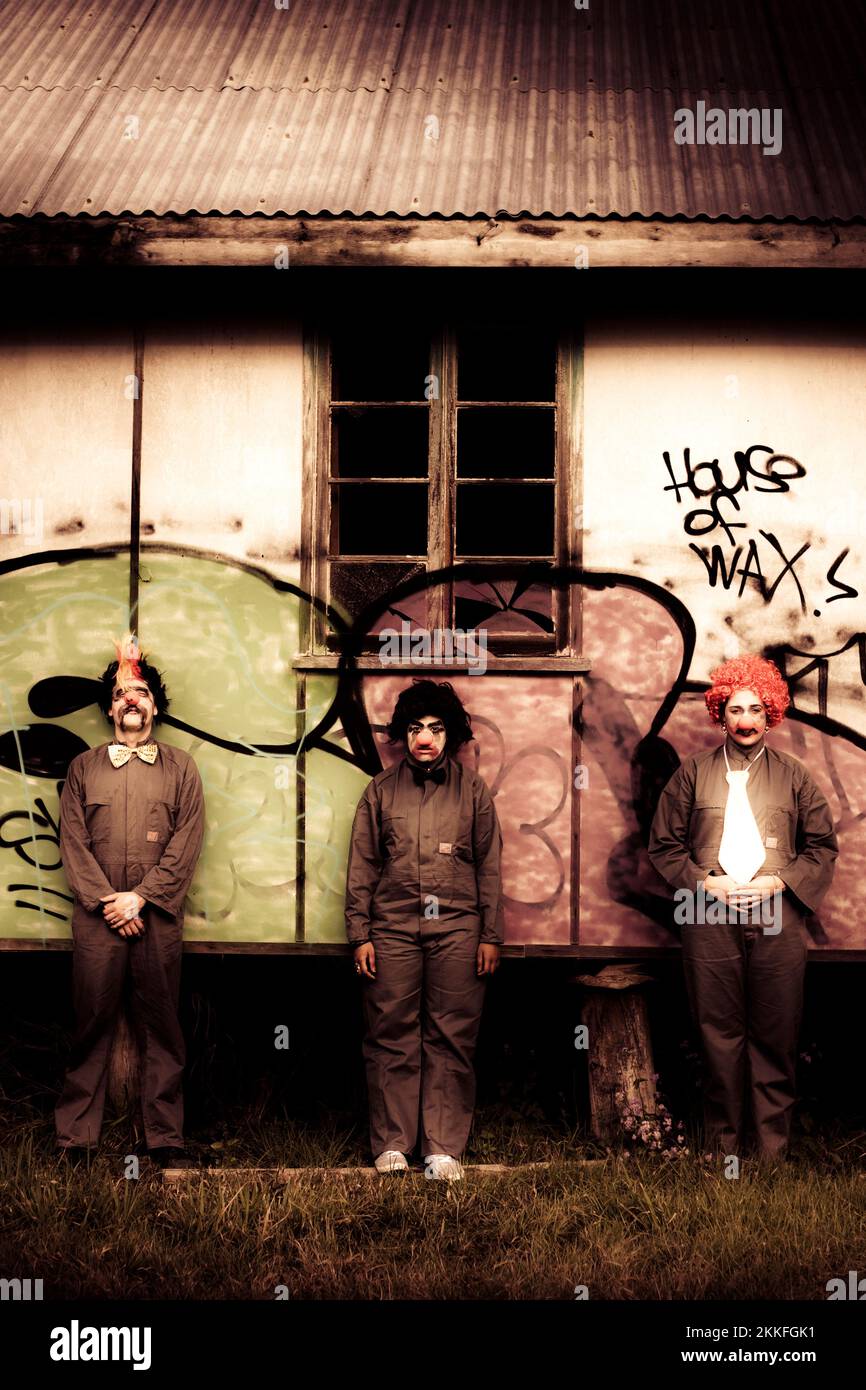 3 Evil Clowns Waiting And Lurking By An Old Abandoned Haunted House ...