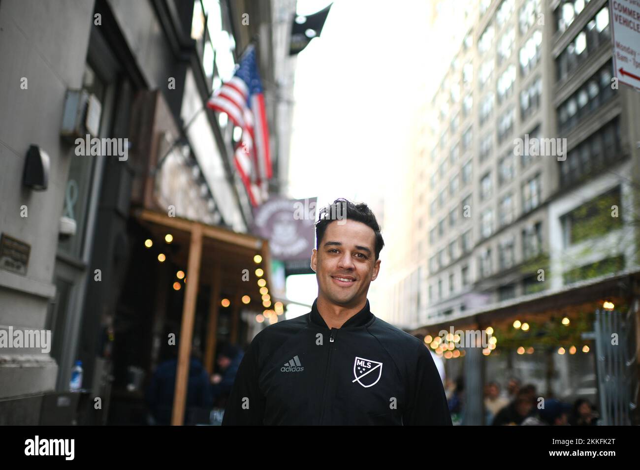 New York, USA. 25th Nov, 2022. Former American Soccer player Calen Carr ...