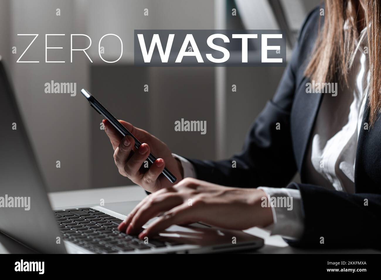 Sign displaying Zero Waste. Business showcase industrial responsibility includes composting ...