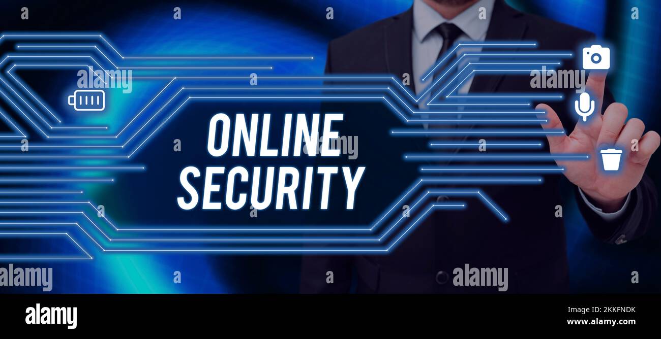 Sign displaying Online Security. Business concept act of ensuring the ...