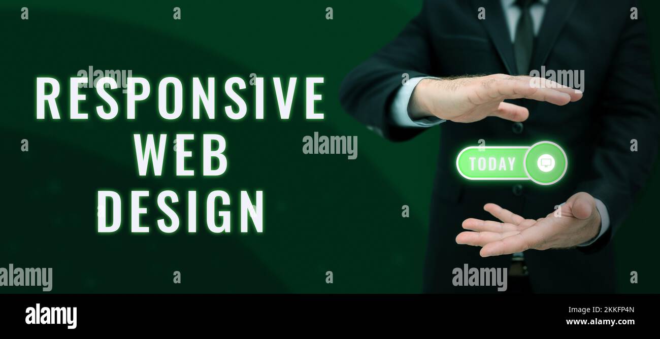 Handwriting text Responsive Web Design. Business overview web page creation that makes use of ...