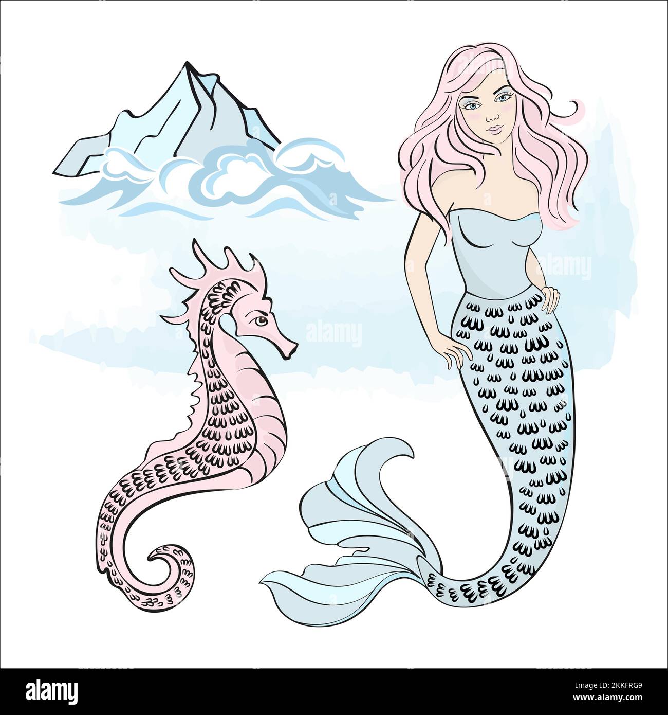 ICE MERMAID FRIEND Winter Underwater Princess Cartoon Merry Christmas ...