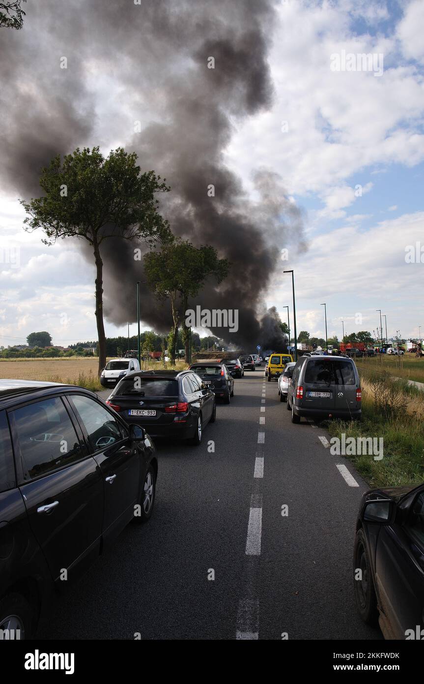 07-30-2015.Lessines,Belgium.Farmers protesting low milk and meat prices ...