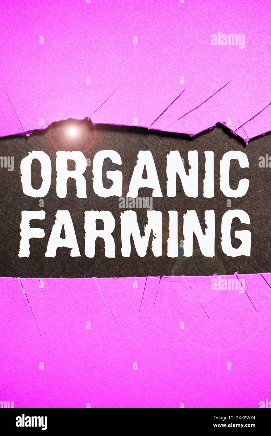 Conceptual caption Organic Farming. Business approach agricultural system that use ecologically ...
