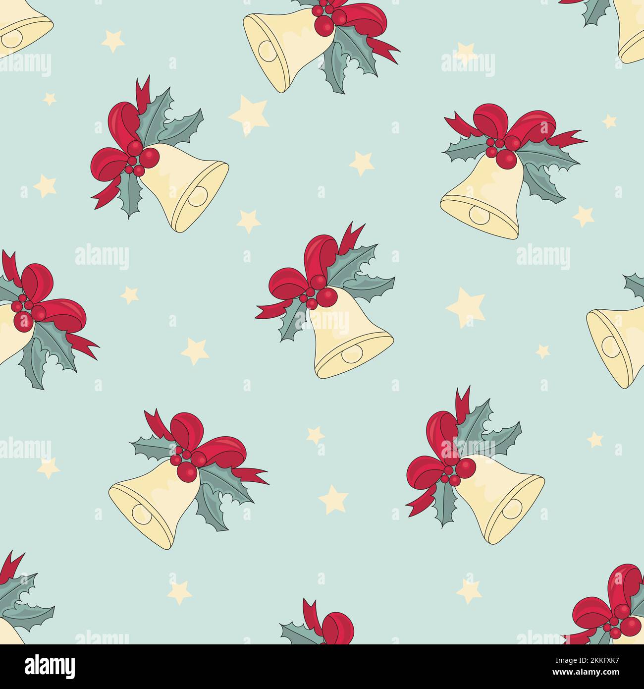 JINGLE BELLS Merry Christmas New Year Seamless Pattern Vector ...